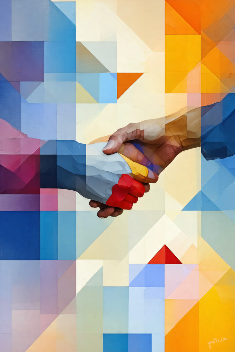 Colorful Abstract Handshake Wall Art – graf1x.com